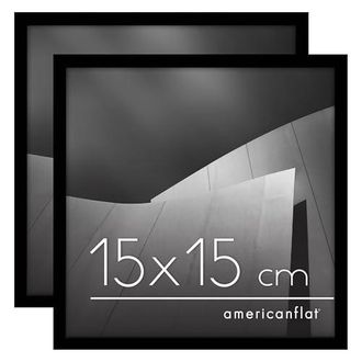 Americanflat Bilderrahmen 15x15 cm aus Kunststoff (2er Pack) - Bilderrahmen quadratisch 15x15 cm mit bruchsicherer Scheibe - inklusive St&auml;nder und integrierter Auf