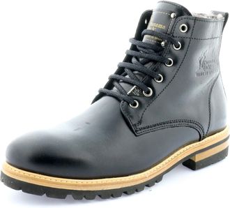 Panama Jack Herren Schn&uuml;rstiefeletten Emery Igloo, M&auml;nner Stiefeletten,Lammfell,Schn&uuml;rsenkel,halbstiefel,Kurzstiefel,Schwarz,40 EU / 6 UK