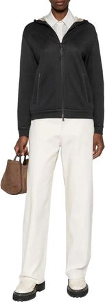 Brunello Cucinelli Silk-Blend Hoodie - Gray