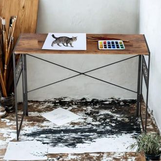 Furniture R Zeichentisch faltbar 100x50cm - Künstler Tisch mit Neigungsfunktion? Nein! Stattdessen: Stahlrahmen + 8 Haken für Pinsel/Eimer, 50kg, 5,5cm flach