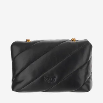 Pinko Womens Shoulder Bag Love Mini Puff Black Leather