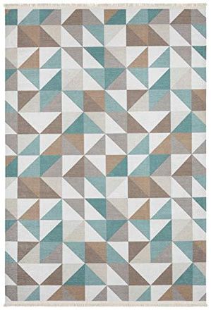 Nouristan Design Teppich mit Fransen Ciaran Grün Braun, 160x230 cm