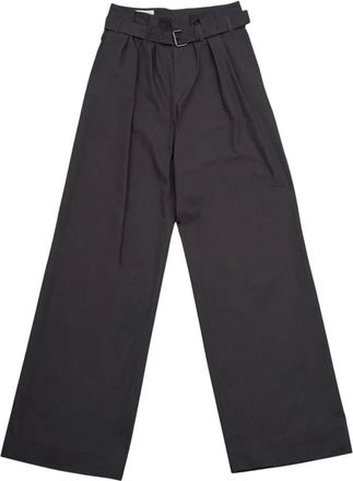 Dries Van Noten Homme, Pantalons, Gris, Taille: S Pantalon Large en Popeline de Coton