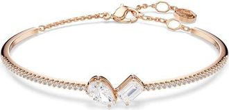 Swarovski Bracelet-jonc, de la collection Mesmera, cristaux Zirconia incolores taille poire et octogonale, sertissage griffes, placage de ton or rose