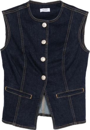 Liu Jo Femme, Vestes, Bleu, Taille: 38 FR Gilet en jean slim