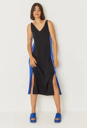 SKFK Damen vegan Kleid Uda Schwarz/Blau