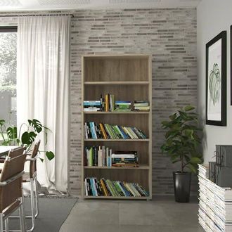 Dmora B&uuml;cherregal Stephane, B&uuml;roregal, Mobiler Buchhalter, B&uuml;cherbrett, 89x40 h186 cm, Eiche