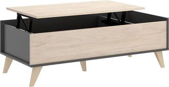 PEGANE Pegane - Table basse modulable coloris graphite/naturel - Longueur 99 x Hauteur 41 x Profondeur 60 cm