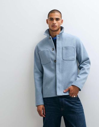 Asos surchemise effet laine &agrave; double poche bleue