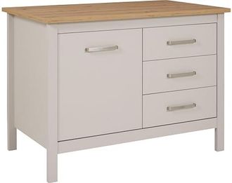 Inter Link SAS K&uuml;cheninsel - Mittelinsel - Arbeitsplatte - K&uuml;chenschrank mit 1 T&uuml;r und 3 Schubladen - Melaminbeschichtet - L: 124cm - H: 91,5 cm - T: 75 cm - Piazza 