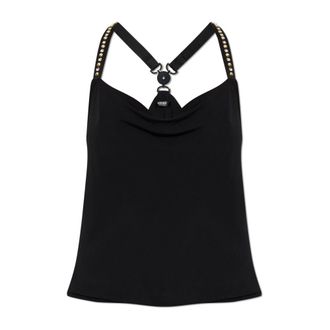Versace Stretch Cr&ecirc;pe Jersey Top mit Raffungen - - Tops - Damen - Schwarzk - M