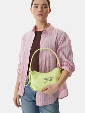 Tommy Jeans Handtasche Metal Logo Shoulder Bag AW0AW18468 Gr&uuml;n