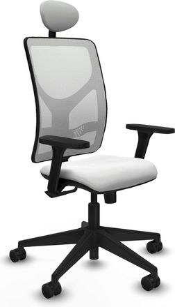 Piqueras y Crespo B&uuml;rostuhl, wei&szlig;, mit 3D-Armlehnen, h&ouml;henverstellbarer Lendenwirbelst&uuml;tze und festem Kopfteil, ausgestattet mit Sincro 3 Positionen und Schneideschaum,