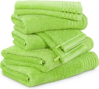M&ouml;ve Handtuchset New Classic 8-TLG Handt&uuml;cher - 2X 20x15 cm + 2X 30x50 cm + 2X 50x100 cm + 2X 67x140 cm, 100% Baumwolle, wild Lime