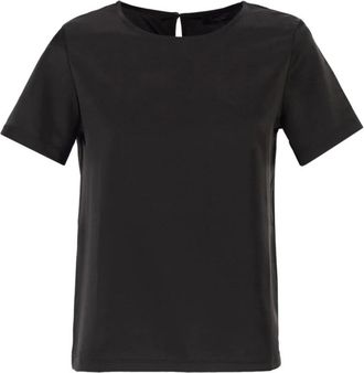 Max Mara Femme, Tops, Noir, Taille: 42 FR Wkdzona Satin and Jersey T-shirt