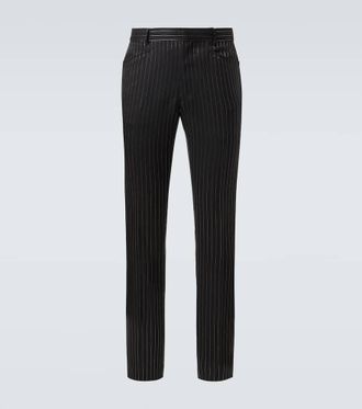 Tom Ford Pantalon de costume Dylan rayé en laine et soie