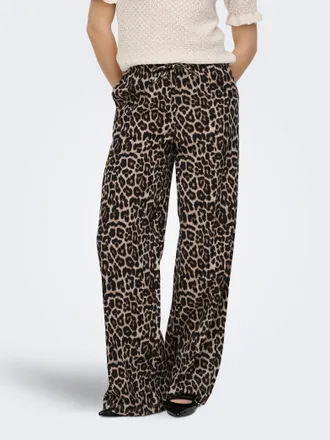 Only Schlupfhose ONLY ONLARIS LIFE PULLUP TIE PANTS WVN CC, Damen, Gr. XS, L&auml;nge 32, peyote aop:chic leo, Web, Obermaterial: 93% Viskose, 7% Polyester, bed