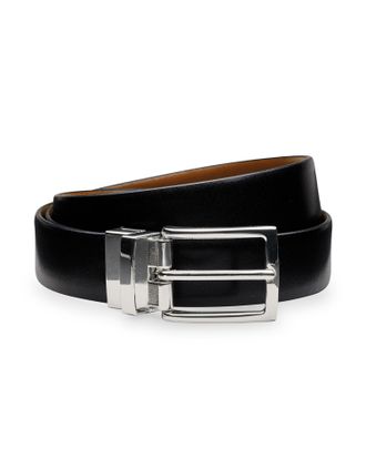 CHARLES TYRWHITT Wendbarer Lederg&uuml;rtel - Schwarz & Beige fonc&eacute;