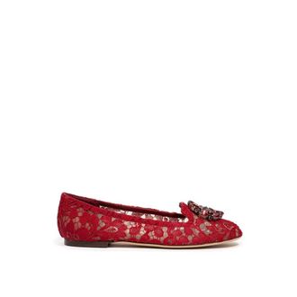Dolce & Gabbana Vally Ballerina-Schuhe mit Spitze - - Shoes - Damen - Rot - 36 1/2 EU