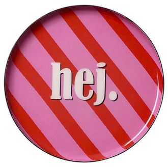 Gift Company Love Trays, Dekotablett, XS, Hej, rund, pink