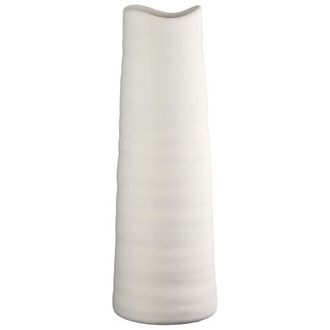 Gilde Bodenvase Morsum - Keramik - konisch - Creme matt - H&ouml;he 56cm x &Oslash; 16cm - mit Flizgleiter - Dekovase