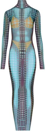 Jean Paul Gaultier Femme, Robes, Multicolore, Taille: 40 FR Re-Edition Robe Longue Col Montant Manches Longues