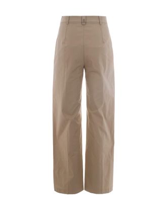 Patrizia Pepe Womens Wide-Leg Trousers Sand Beige Cotton