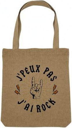 Fabulous Sac Shopping Tote Bag Aspect Lin - JPeux Pas Jai Rock Guitare Batterie Basse Musique 70s - Sac de Courses Toile Epaisse 360g Beige Naturel Cabas Port&eacute;