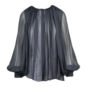 Semicouture Voile Pliss&eacute; Hemdbluse - - Blouses & Shirts - Damen - Grau - M