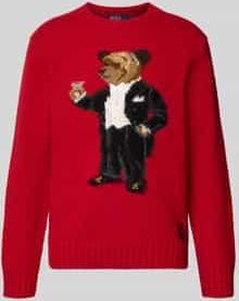 Polo Ralph Lauren Regular Fit Pullover aus reiner Wolle mit Polo-Bear-Intarsie
