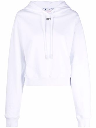 Off-white hoodie crop Off-Stamp - Blanc