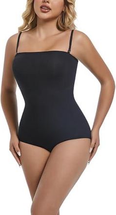 Dissa Body Sculptant Femme Sans Bretelles Body Gainant Ventre Plat Shapewearsuit Bandeau Top Invisible Shaper Gaine Amincissante Shapewear,Noir,M,SY66117