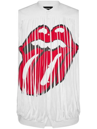Dsquared2 chemise imprim&eacute;e en coton &agrave; effet us&eacute; - Blanc