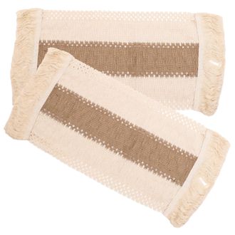 SOLUSTRE 2 St&uuml;ck Boho Stil Tischsets aus Dickem Leinen Baumwoll Material rutschfest Hitzebest&auml;ndig Eckige Platzmatten f&uuml;r Esstisch Vielseitig Einsetzbar Nat&uuml;rl