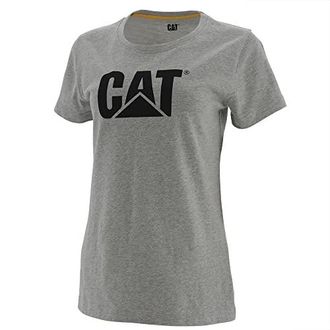 CAT Cat erpillar T-shirt avec logo TM pour femme, Gris chin&eacute;, Taille S