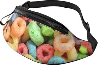 Generic Motif De C&eacute;r&eacute;ales En Forme DAnneaux De Fruits Sac Banane L&eacute;ger Sac &Agrave; Bandouli&egrave;re R&eacute;glable Sacoche Ceinture Pour Sports Travail Homme 14X35Cm