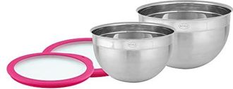 Rösle Schüssel-Set 2-tlg Frischhaltedeckel (Ø 20 und 24 cm), Pink Charity Edition, Hochwertige Schüsseln aus Edelstahl zur Zubereitung und Aufbewahrung von 