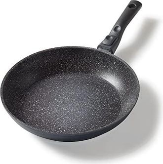 STONELINE Flex Poêle à Frire 28 cm, Poignée Amovible, adaptée à lInduction, Revêtement Antiadhésif avec de vraies particules de pierre, Cuire sans Huile ni Grai