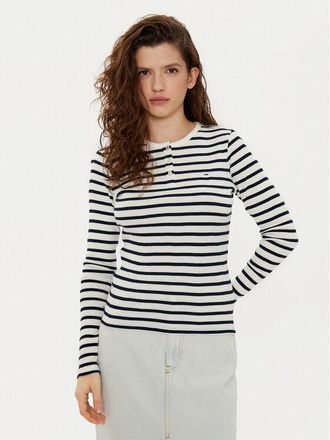 Tommy Jeans Bluse DW0DW19501 Wei&szlig; Slim Fit