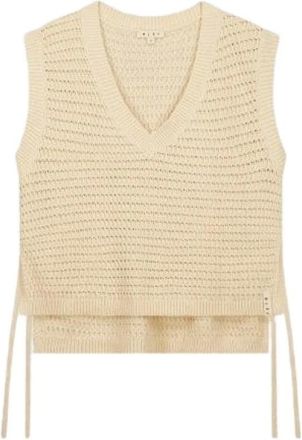 Olaf Hussein Femme, Vestes, Blanc, Taille: 36 FR Gilet Tricoté Ouvert Moderne