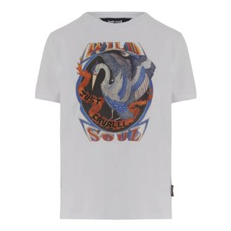 Just Cavalli Baumwoll-T-Shirt mit Logo-Print - - Tops - Damen - Wei&szlig; - S