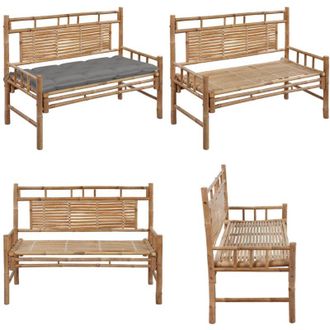 vidaXL Gartenbank mit Auflage 120 cm Bambus - Bambus Gartenbank - Gartenm&ouml;bel - Outdoor M&ouml;bel - Sitzbank - Lounge Chair - Home & Living