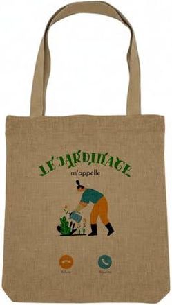 Fabulous Sac Shopping Tote Bag Aspect Lin - Le Jardinage MAppelle Jardin Maison - Sac de Courses Toile Epaisse 360g Beige Naturel Cabas Port&eacute; Epaule Solide Imp