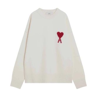 Ami Stilvolle Pullover mit Rundhalsausschnitt - - Knitwear - Herren - Wei&szlig; - S