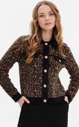 Passioni Cardigan Flauschig mit Leo-Print