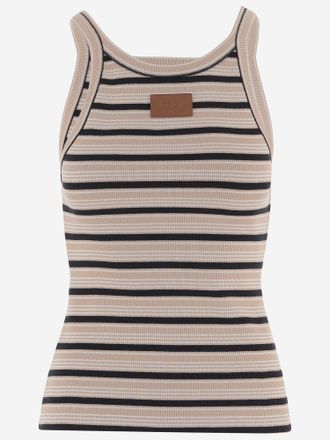 Fendi Womens Tank Top Striped Stretch Cotton Multicolour
