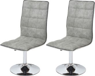 Hhg 2er-Set Esszimmerstuhl HHG 616, Stuhl K&uuml;chenstuhl, h&ouml;henverstellbar drehbar, Stoff/Textil mvg vintage betongrau