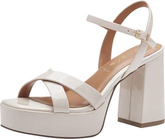 Tamaris Damen Sandalen mit Absatz Vegan Blockabsatz; IVORY/beige; 41