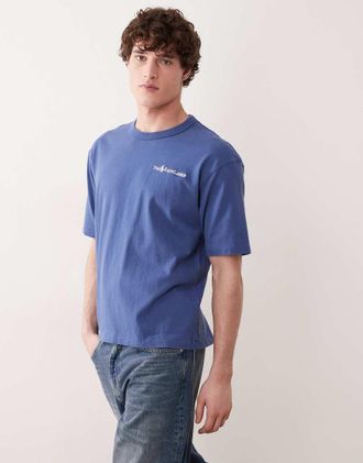Polo Ralph Lauren T-shirt en coton &eacute;pais avec inscription logo sur le devant - Bleu marine
