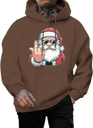 Generic Sweat &agrave; capuche graphique pour homme, imprim&eacute; P&egrave;re No&euml;l - Sweat &agrave; capuche &agrave; manches longues pour lautomne, caf&eacute;, 3XL